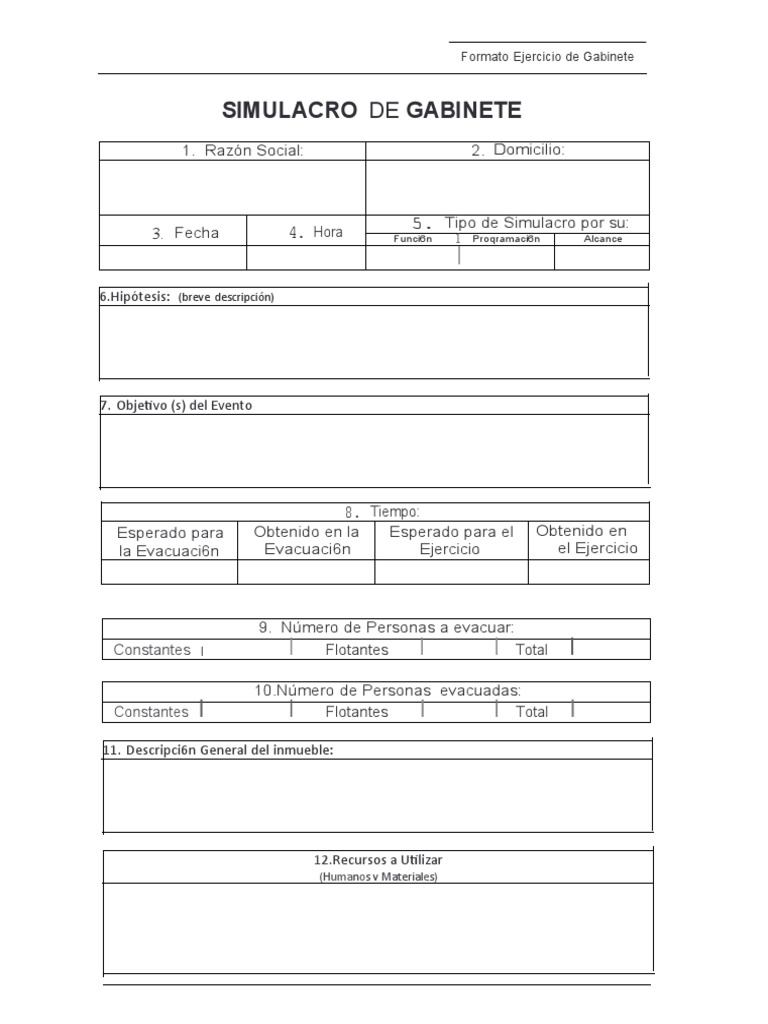 Formato Simulacro de Gabinete | PDF