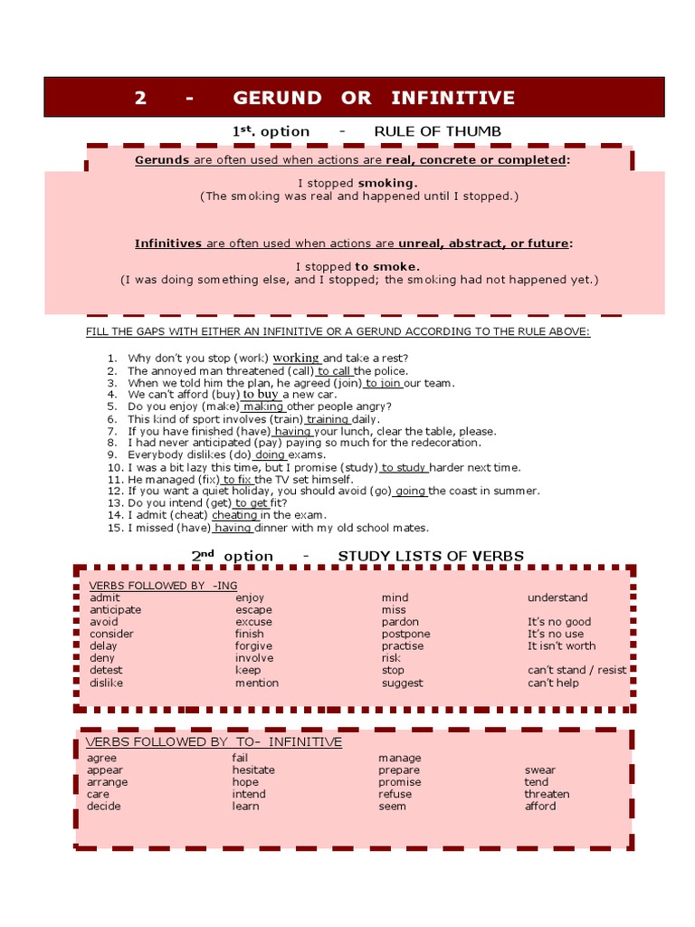Gerund-Or-Infinitive - TASK 1 - Juan Yate | PDF