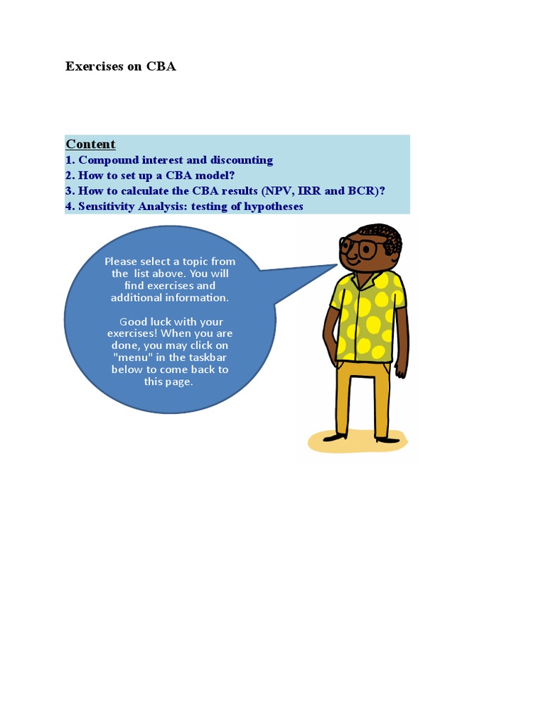CBA Exercise Sheet - English Revised Oct 2016 | PDF | Net Present Value ...