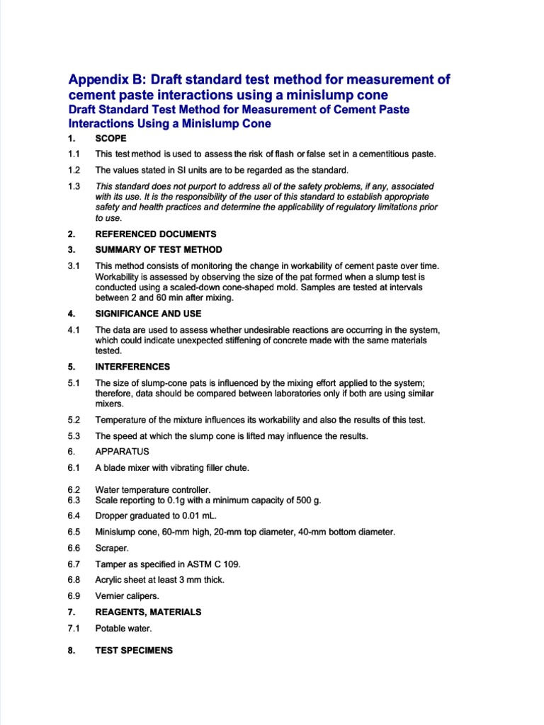 PDF Mini Slump Test Procedure Compress | PDF | Concrete | Chemistry
