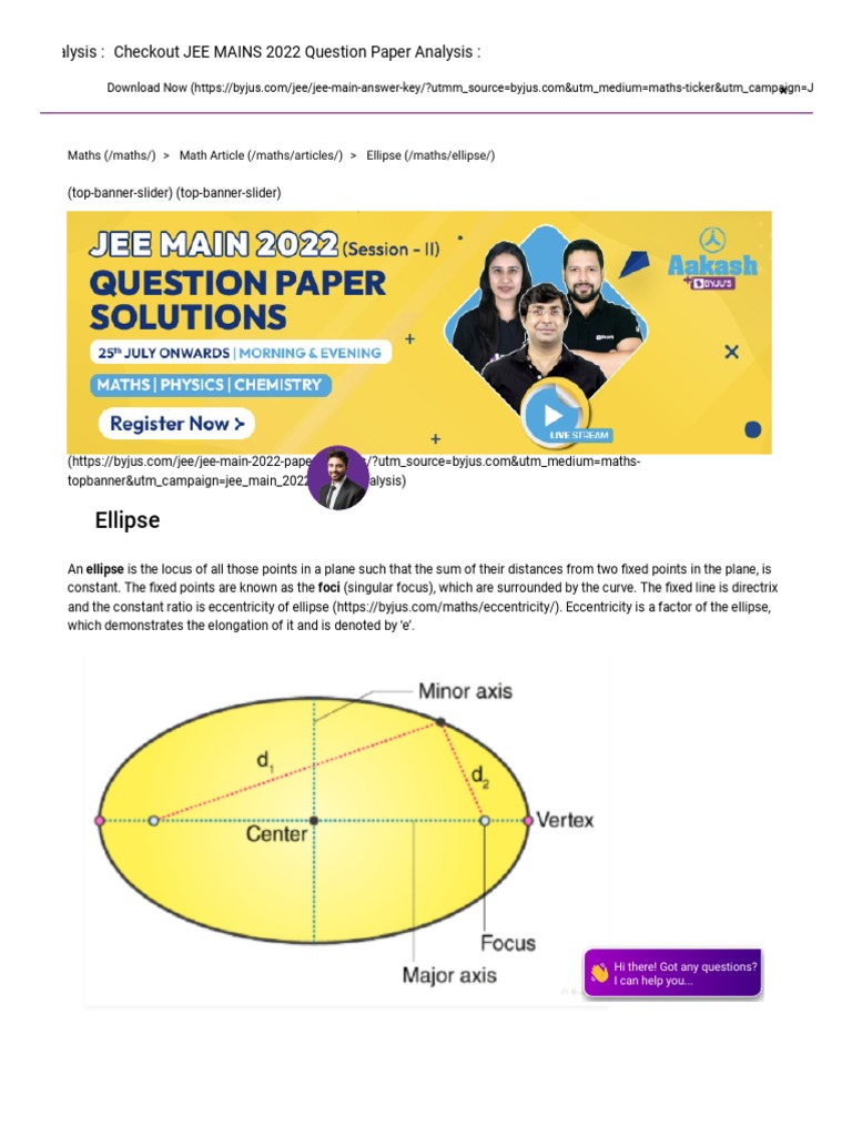 Ellipse (Definition, Equation, Properties, Eccentricity, Formulas ...