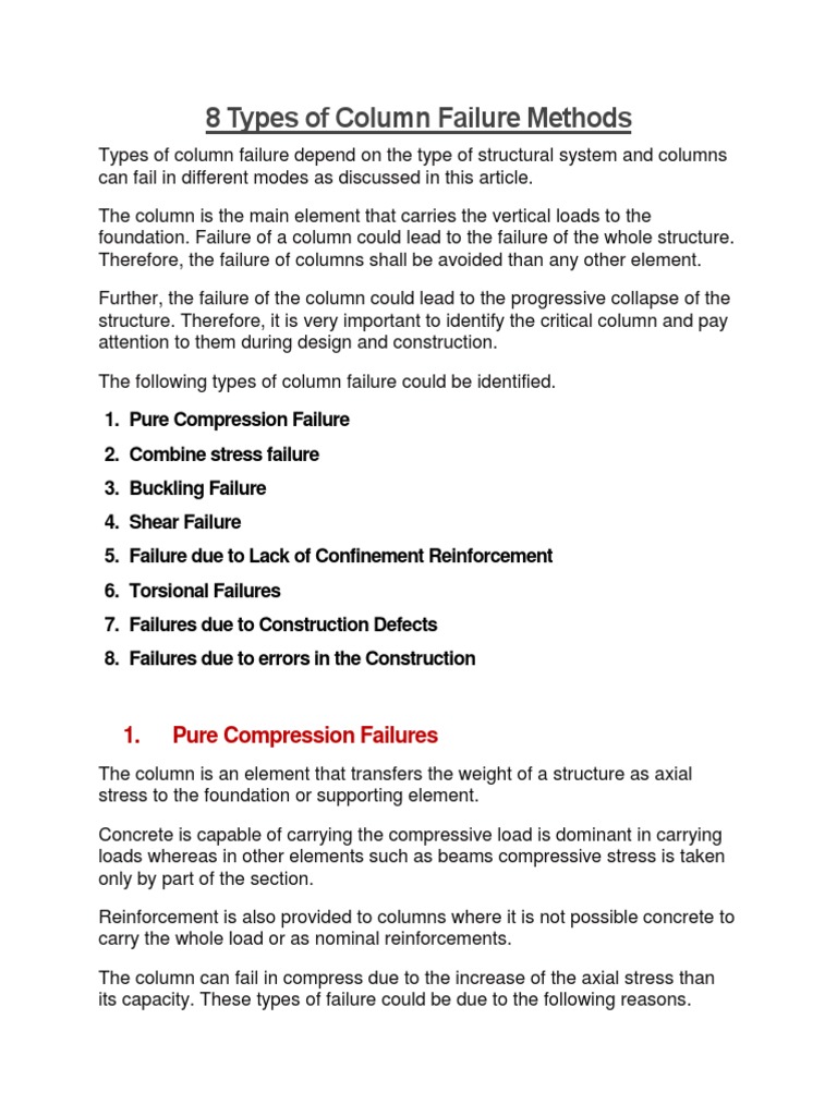 8 Types of Column Failure Methods | PDF | Buckling | Beam (Structure)