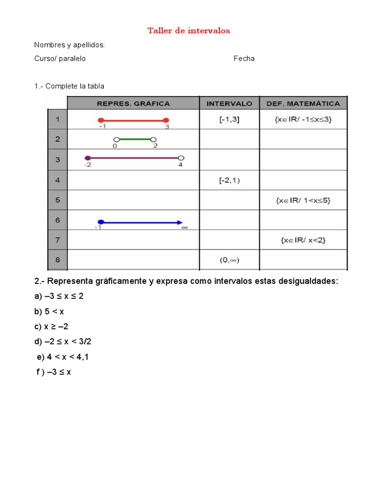 Taller de Intervalos | PDF