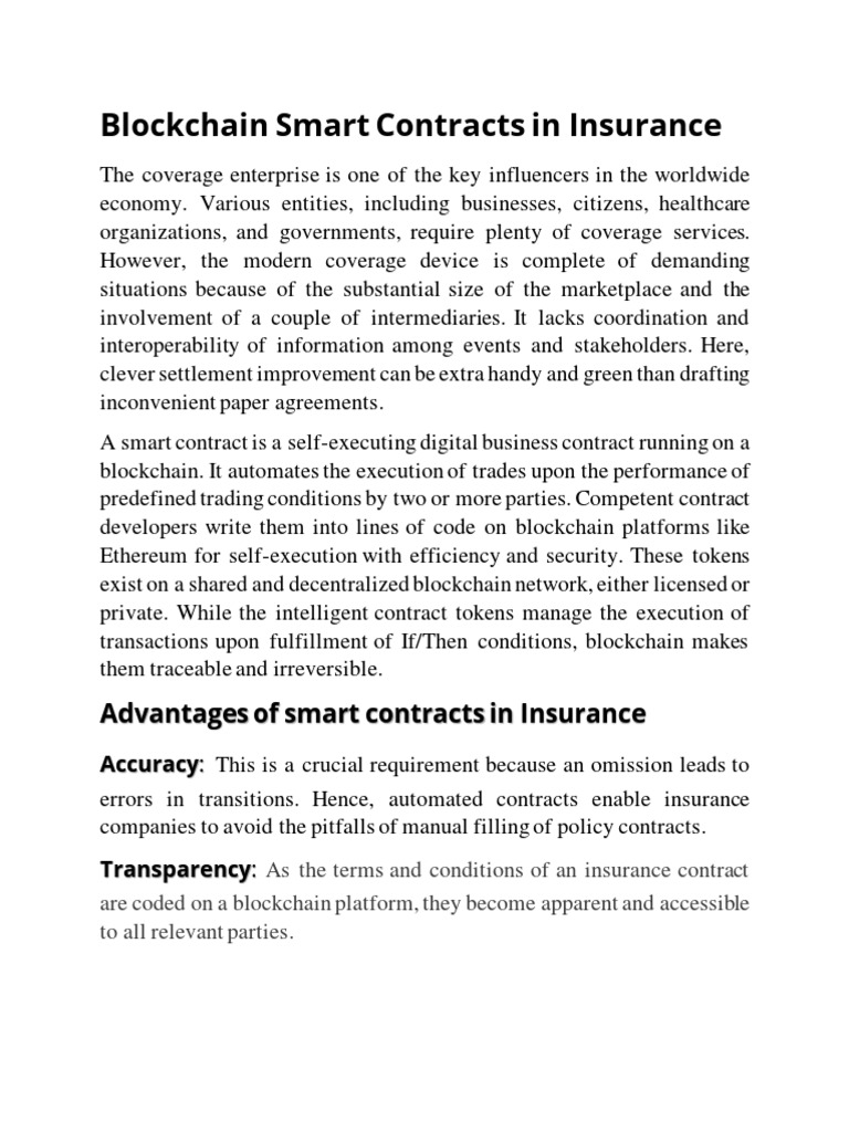Smart Contracts Revolutionizing Insurance | PDF | Insurance | Reinsurance