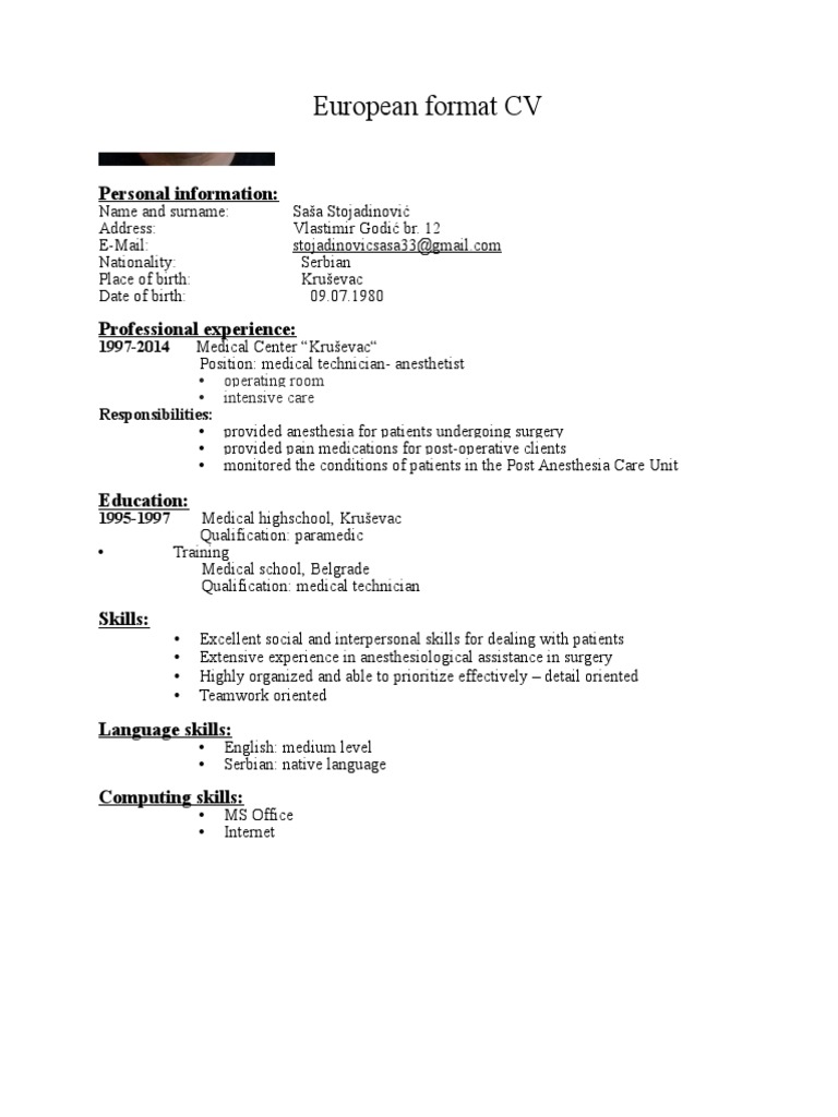 CV of Saša Stojadinović | PDF