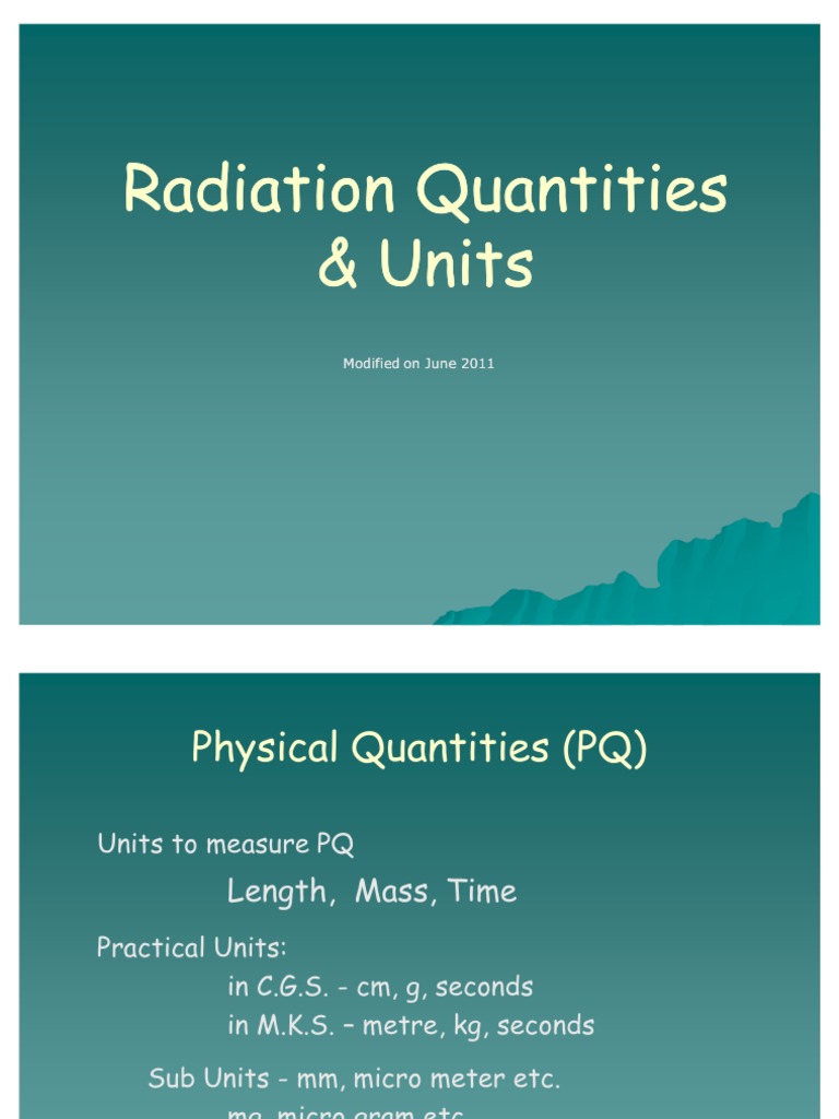 Radiation Quantities & Units | Ionizing Radiation | Absorbed Dose
