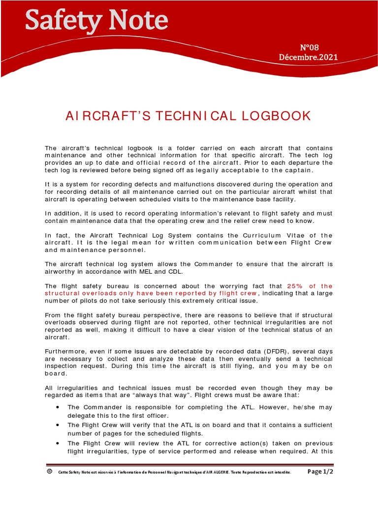 Aircraft Technical Log Importance | PDF | Landing Gear | Aviation Safety