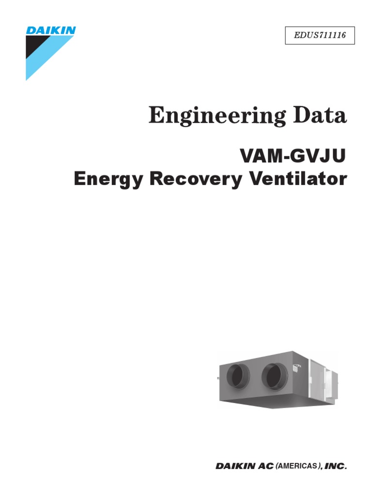 EDUS711116 VAM-GVJU Energy Recovery Ventilator VAM KW | PDF | Duct ...