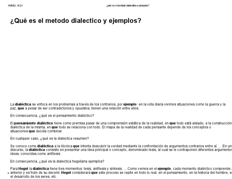 ¿Qué Es El Metodo Dialectico y Ejemplos | PDF