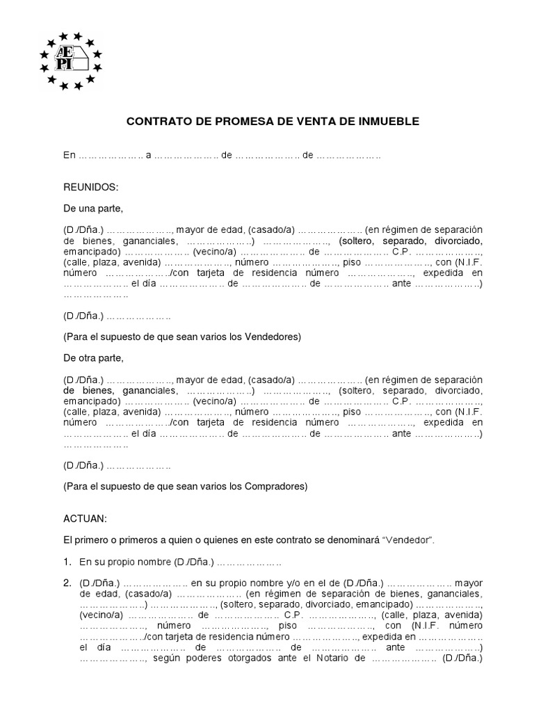 Contrato de Promesa de Venta de Inmueble | PDF