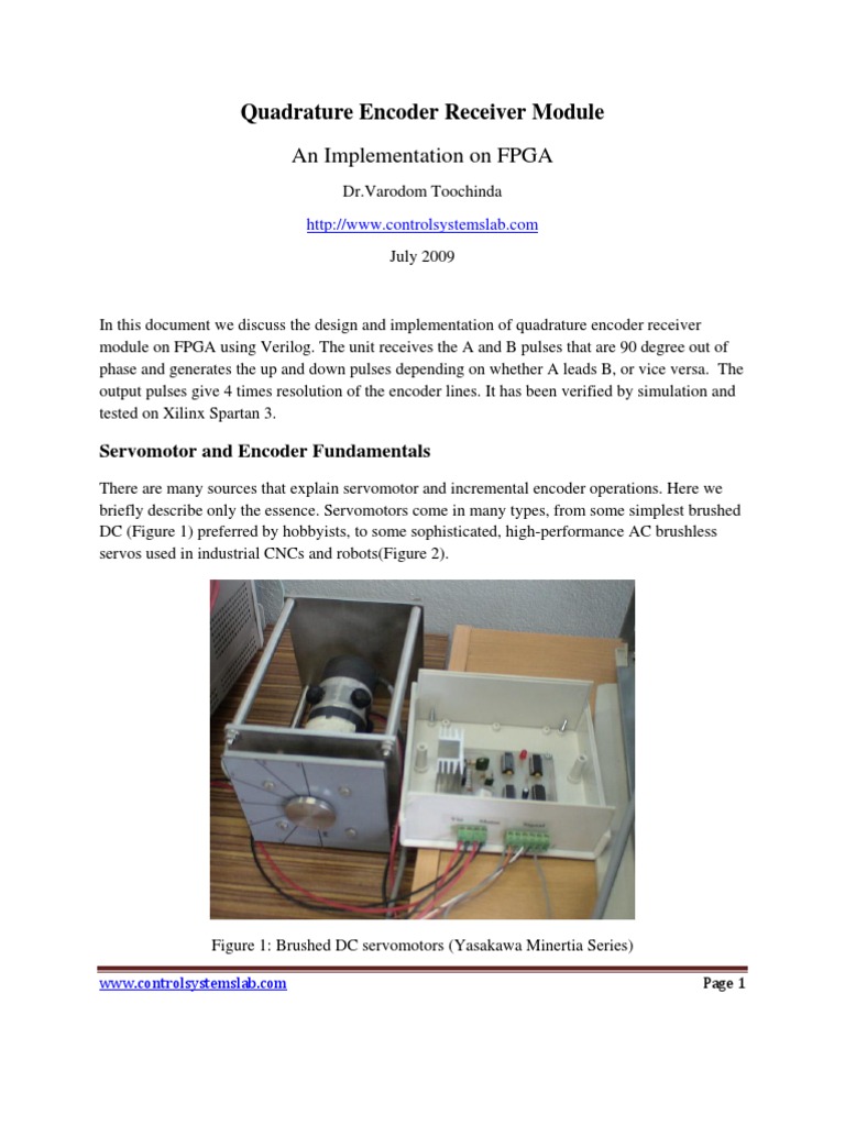 Quadrature Encoder Receiver Module An Implementation On Fpga Pdf Signal Electrical