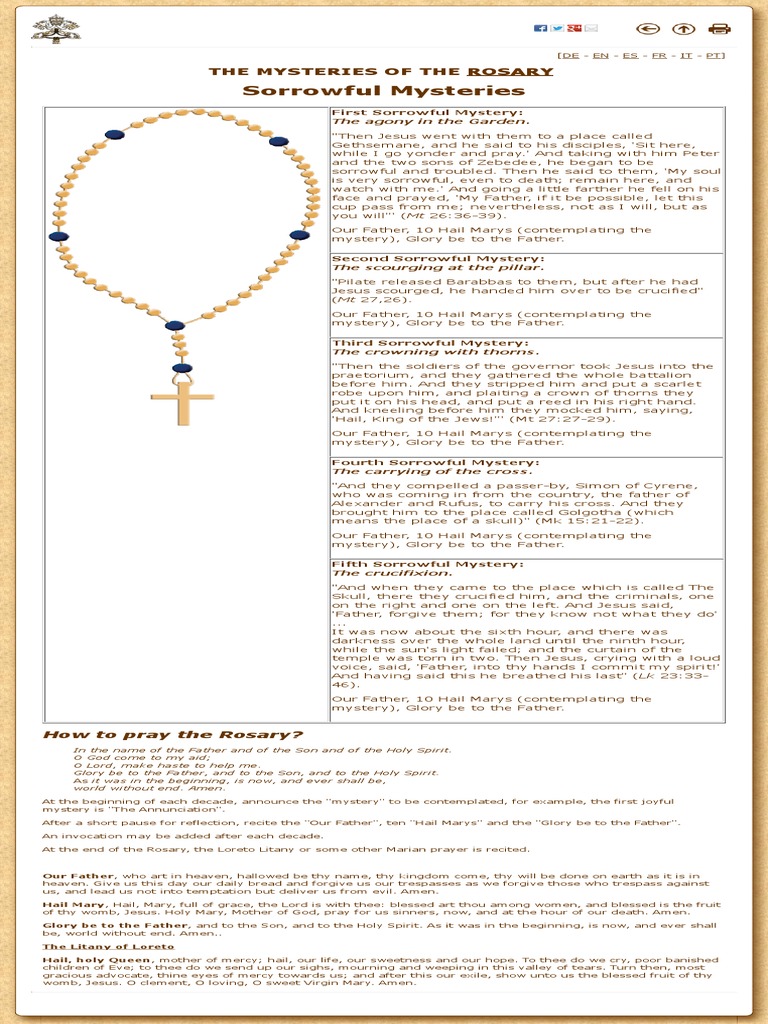 Sorrowful Mysteries of the Rosary Guide | PDF | Rosary | Lord's Prayer
