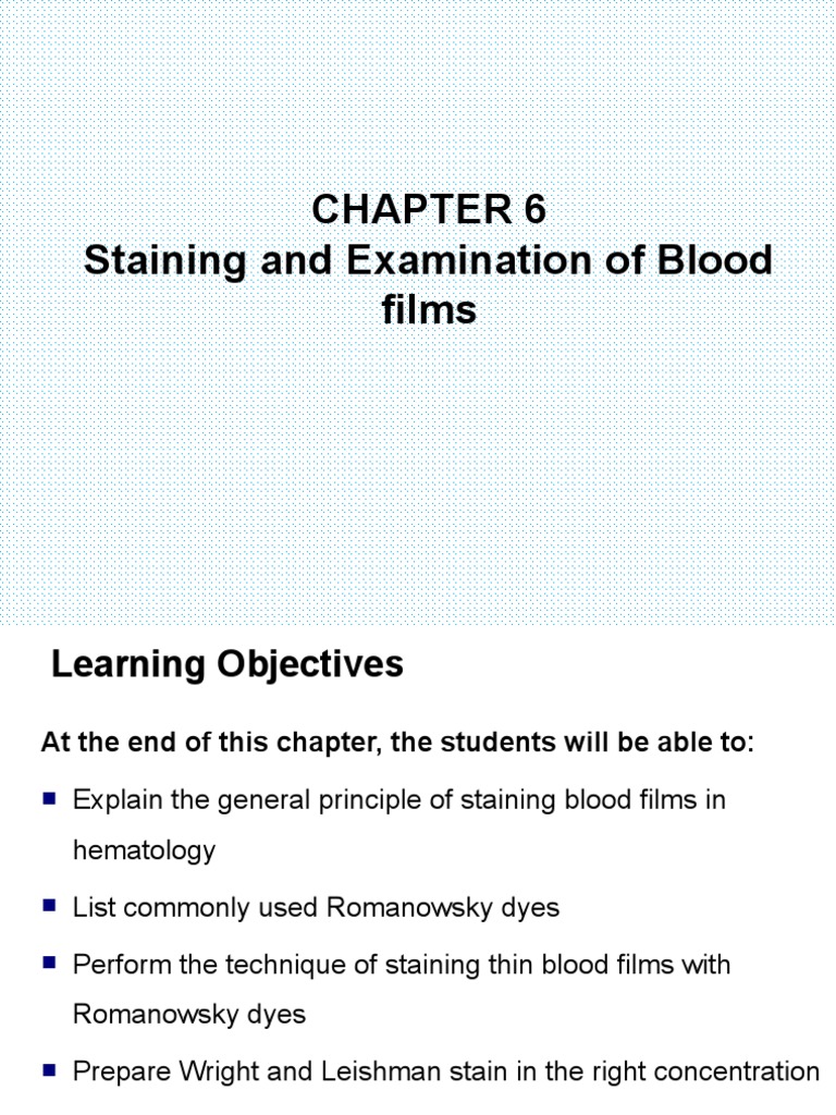 Blood Film Staining Techniques | PDF | Staining | Chemistry