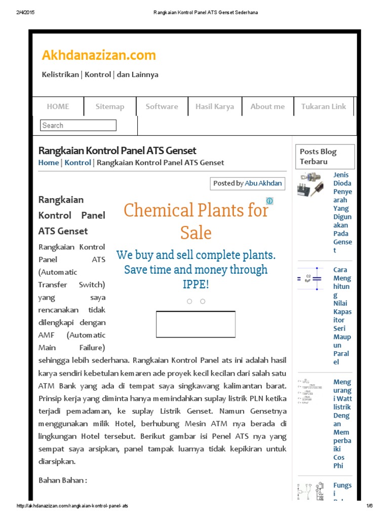 Rangkaian Kontrol Panel Ats Genset PDF Free | PDF
