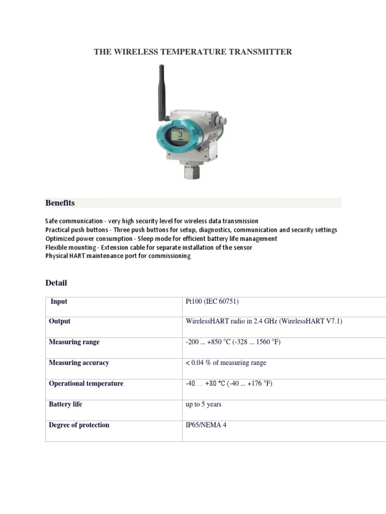 The Wireless Temperature Transmitter | PDF