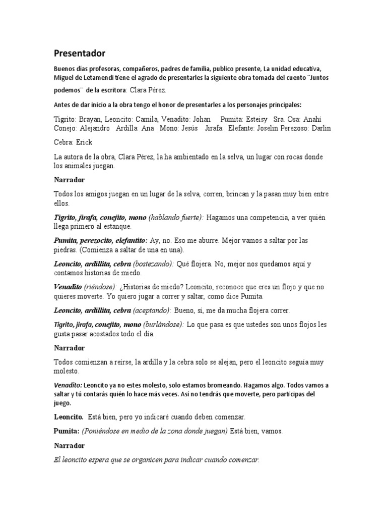 OBRA DE TEATRO Dia de La Lectura | PDF