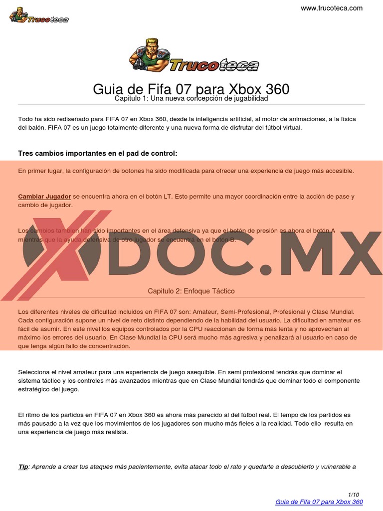 Xdoc - MX Guia de Fifa 07 para Xbox 360 | PDF | Defensor (Asociación de Fútbol) | Asociación de ...