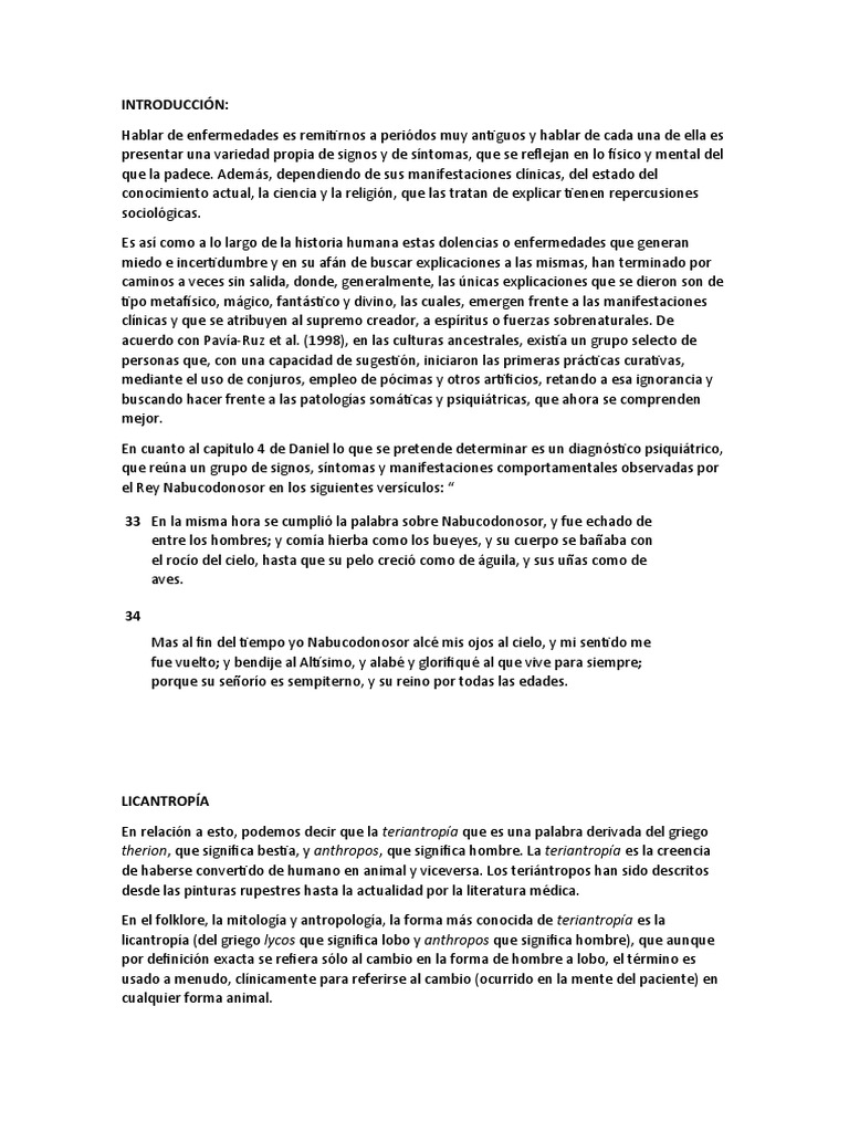 Articulo Nabucodonosor | PDF | Trastorno mental | Hombres lobo