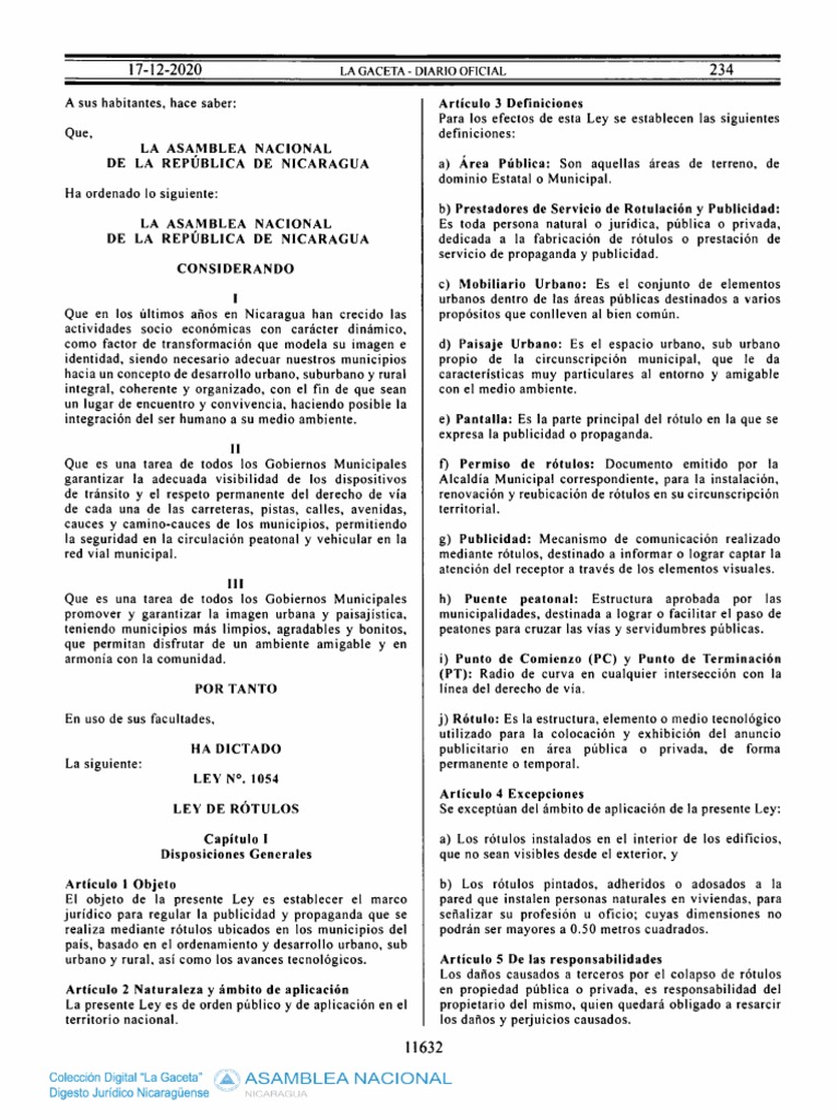 Ley de Rótulos en Nicaragua 1054 | PDF | Peatonal | Impuestos