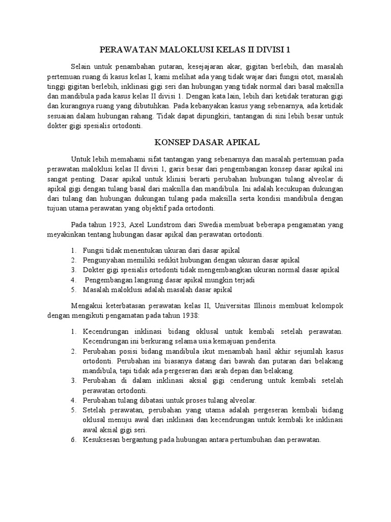 JR Orto (Perawatan Maloklusi Kelas Ii Divisi 1) | PDF