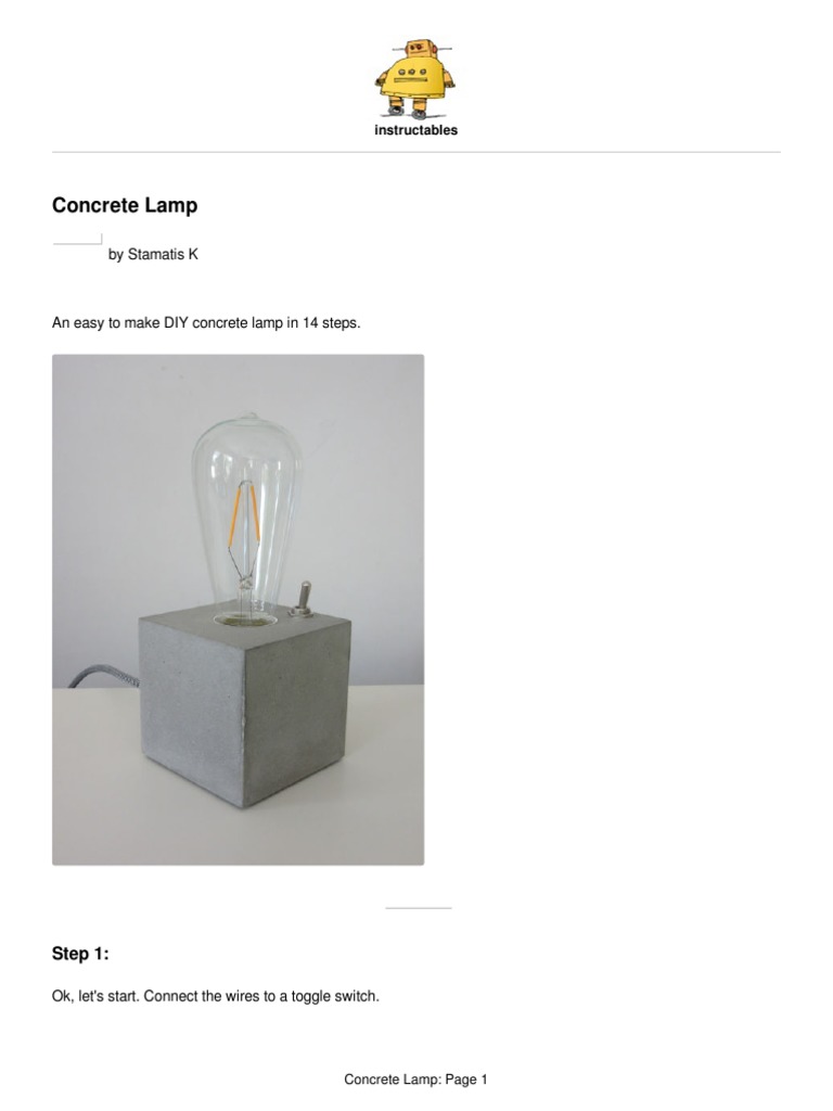An Easy DIY Concrete Lamp | PDF | Electrical Connector | Concrete