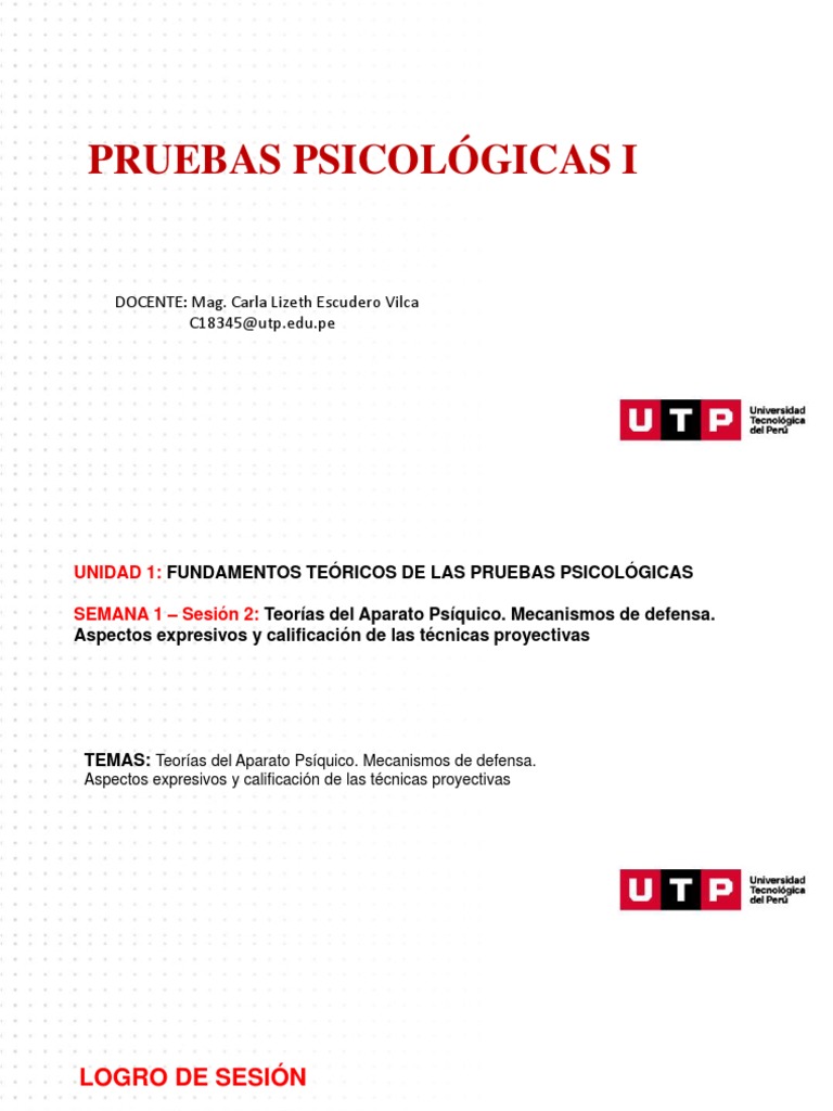 Pruebas Psicológicas I: DOCENTE: Mag. Carla Lizeth Escudero Vilca ...