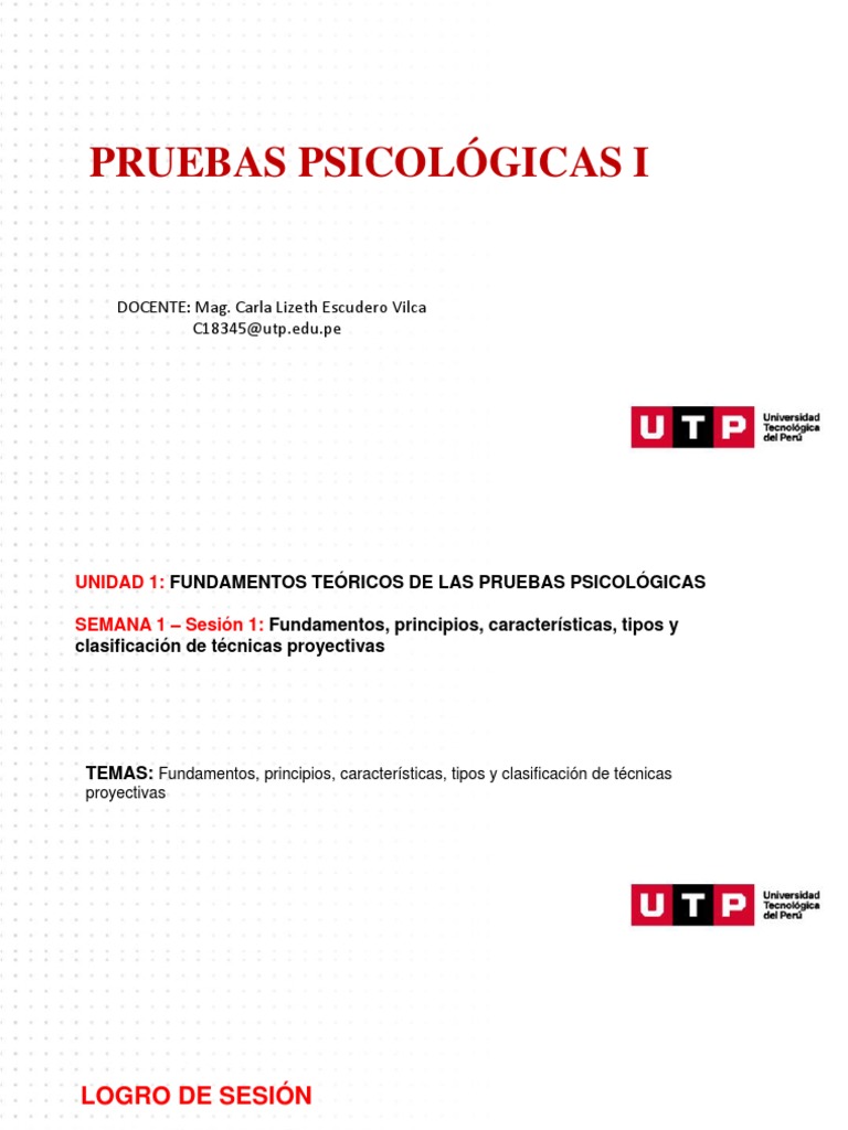 Pruebas Psicológicas I: DOCENTE: Mag. Carla Lizeth Escudero Vilca ...