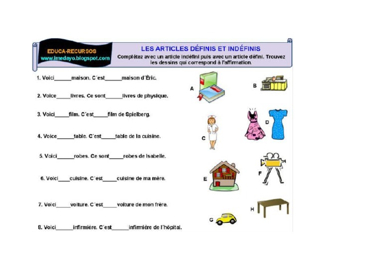 Articles Défini Indefini Exercice | PDF