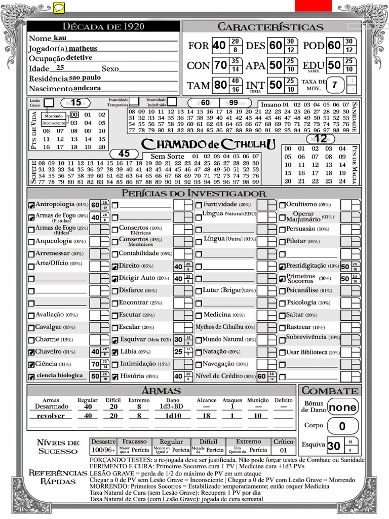 Ficha Do RPG Do Joao | PDF