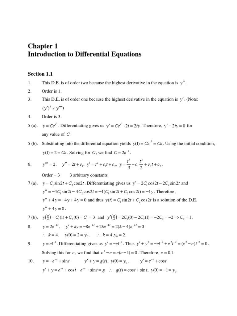 Introduction To Differential Equations: Section 1.1 | PDF | Initial ...