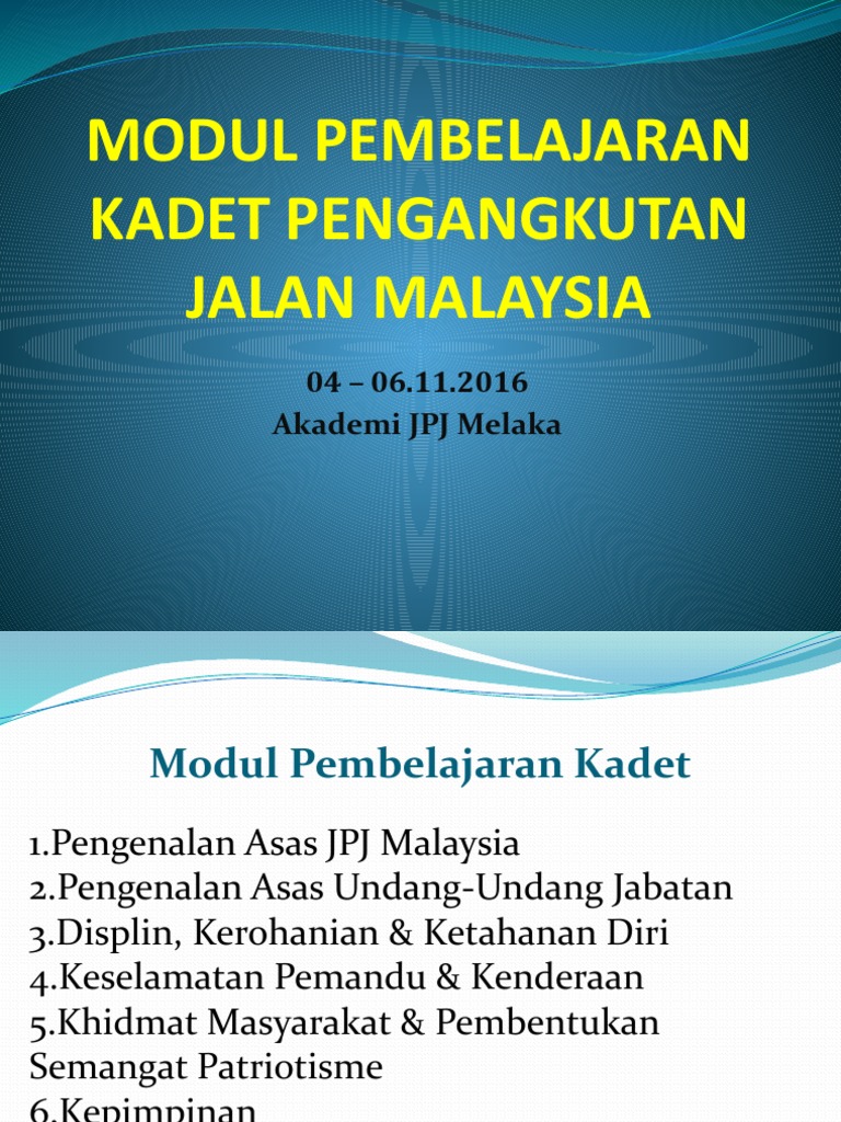 Modul Pembelajaran Kadet JPJ 2017 | PDF