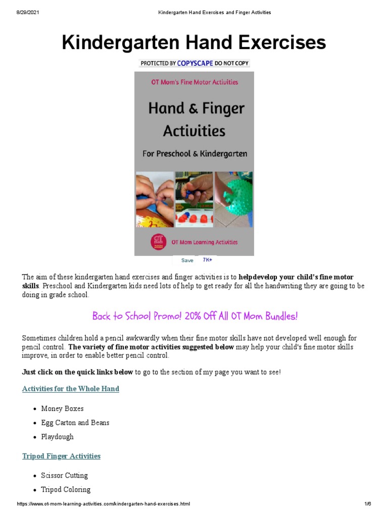 02 - Kindergarten Hand Exercises and Finger Activities | PDF | Finger