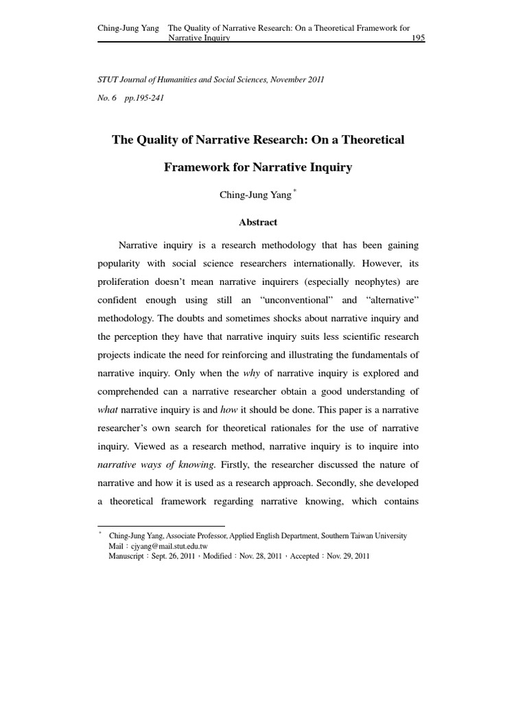 Yang, C. (2011) - The Quality of Narrative Research | PDF | Narrative ...