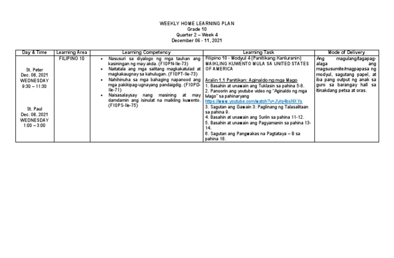 Fil10 Q2 WK4 | PDF