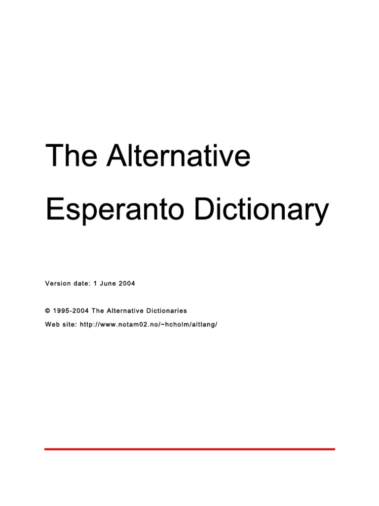 Alternative Esperanto Dictionary | PDF | Vocabulary | World Wide Web