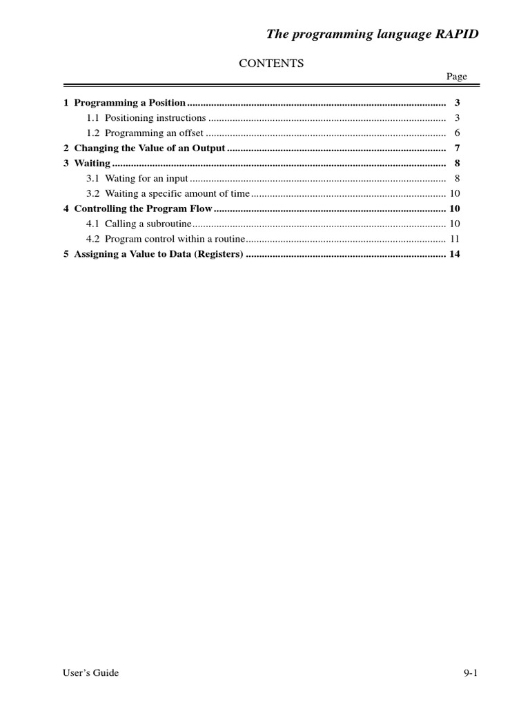 The Programming Language RAPID | PDF | Subroutine | Input/Output