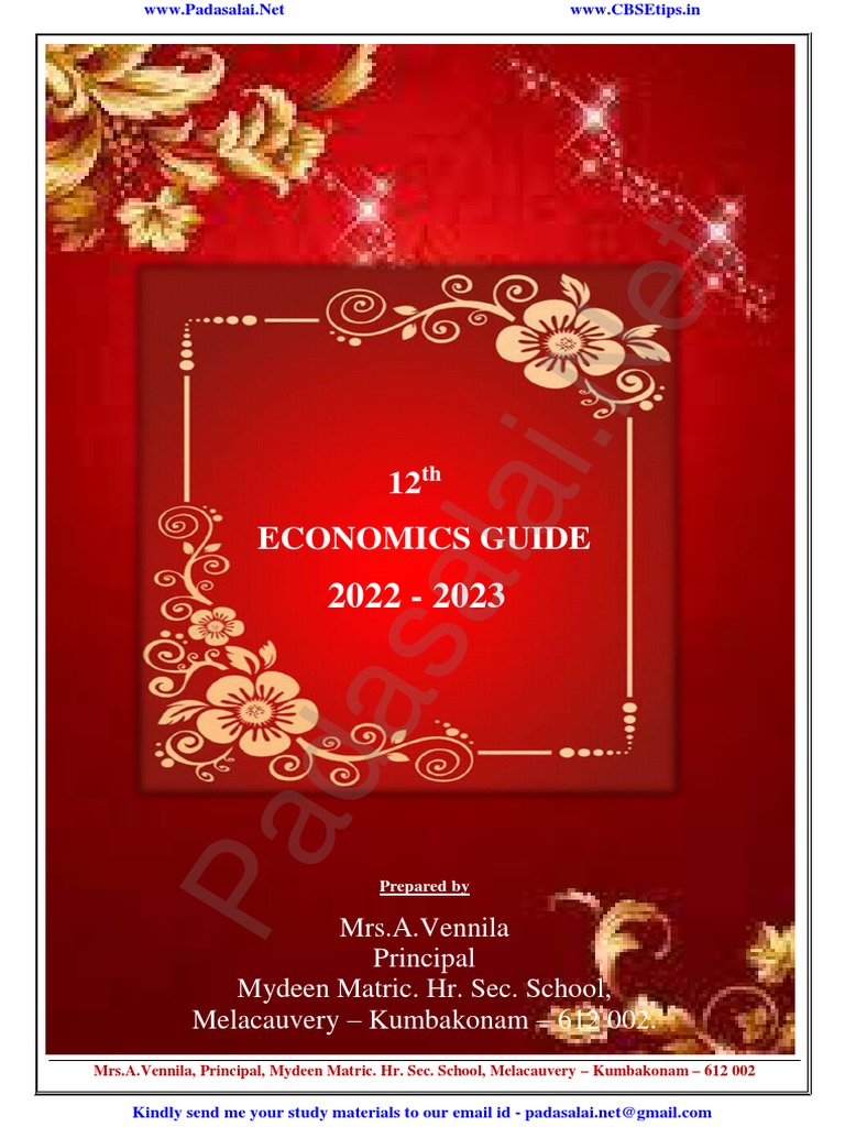 12th Economics Guide 2022 2023 English Medium PDF Download | PDF ...