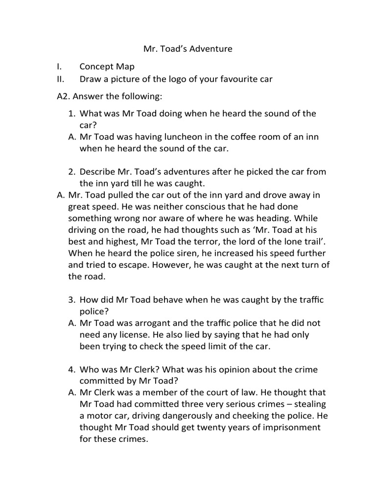 Mr. Toads Adventure | PDF