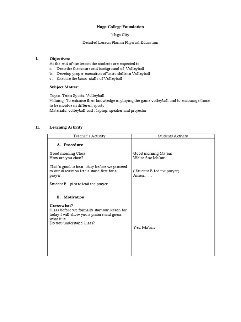 LP (Volleybal) | PDF | Volleyball | Lesson Plan