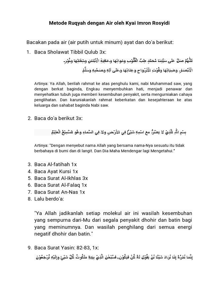 Cara Ruqyah Dengan Air | PDF
