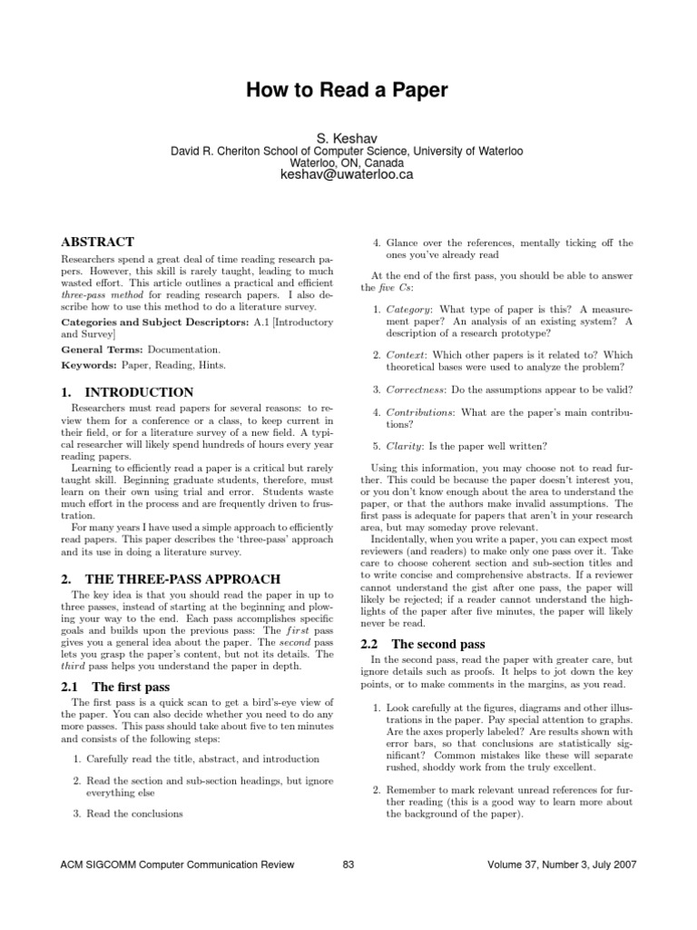 Efficient Paper Reading for Researchers | PDF