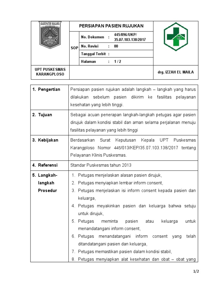 3.3.1.2 SOP Persiapan Pasien Rujukan V2 | PDF