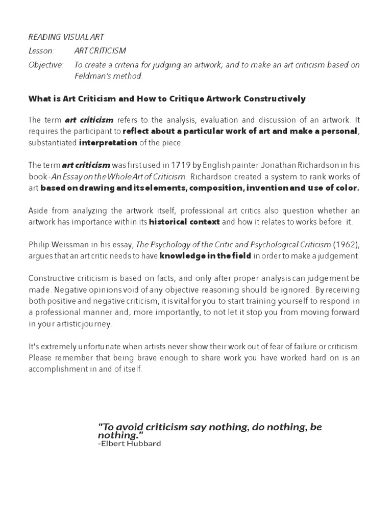 9 Art Criticism - Finals | PDF | Composition (Visual Arts) | Aesthetics