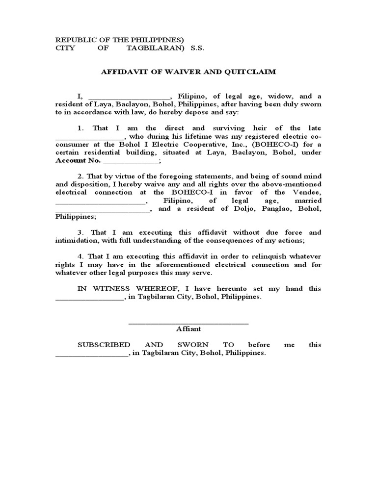 Sample Boheco waiver | PDF