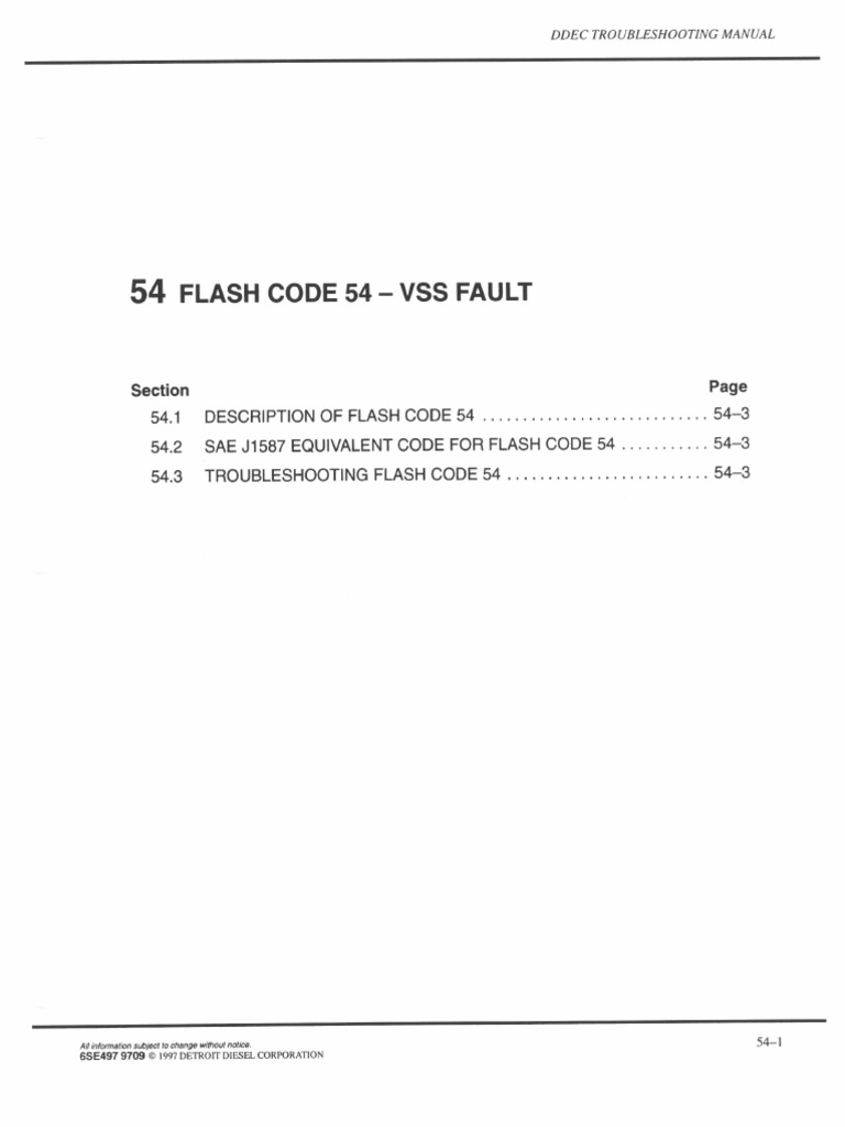 54 Flash Code 54 VSS Fault | PDF