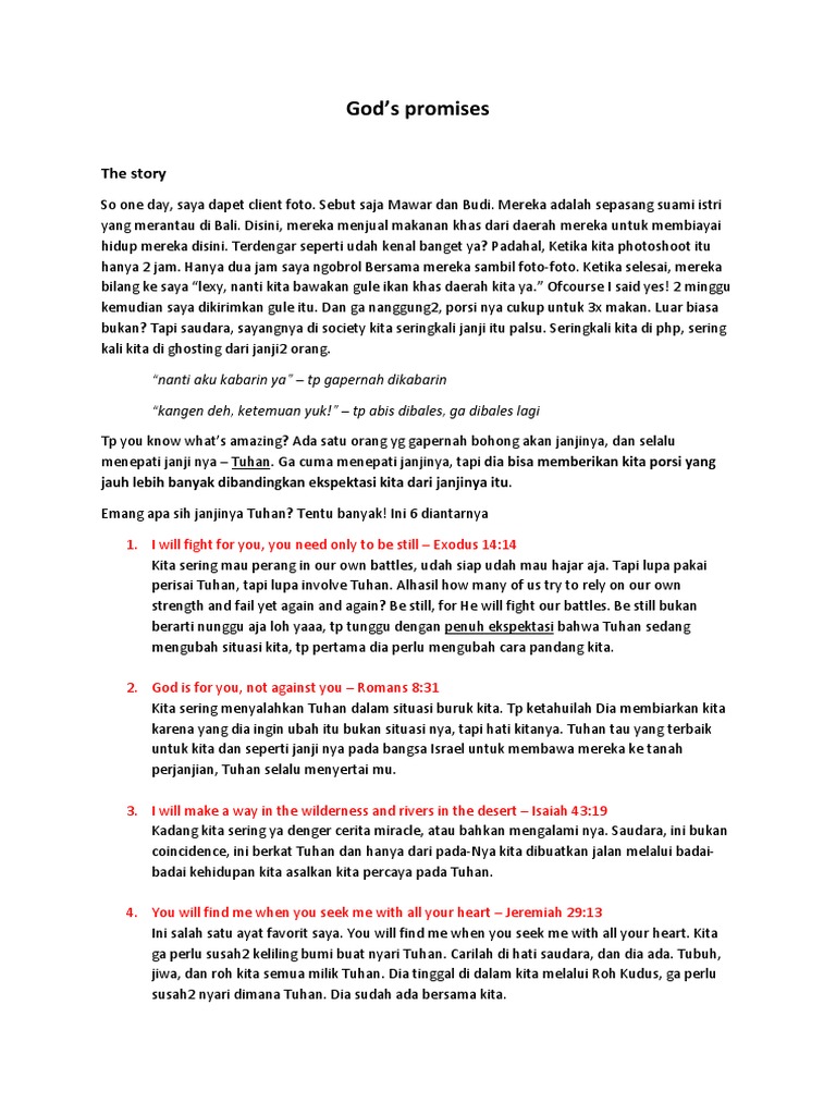 God's Promises: The Story | PDF