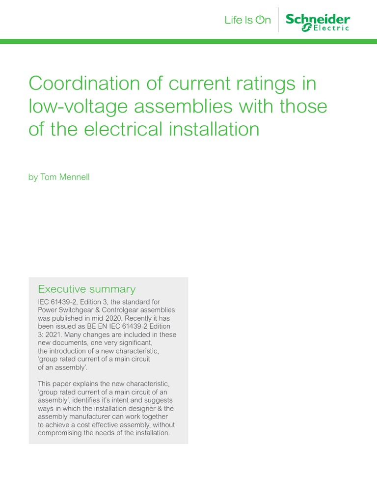 998-21345771 Coordination of Current Ratings in Low-Voltage Assemblies ...