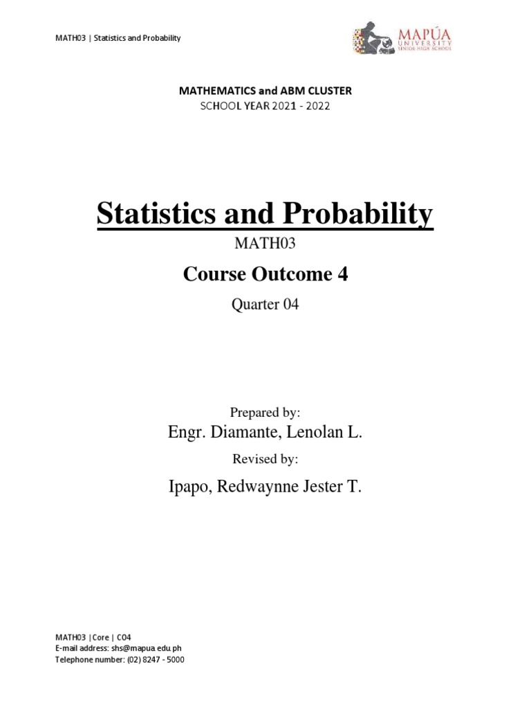 MATH03-CO4-Lesson1-Sampling and Sampling Distribution | PDF | Sampling (Statistics) | Normal ...