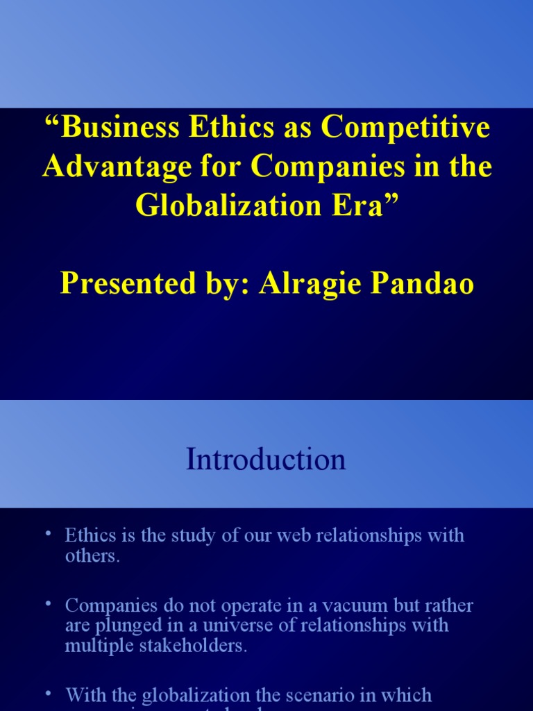 Business Ethics for Global Advantage | PDF | Business Ethics ...