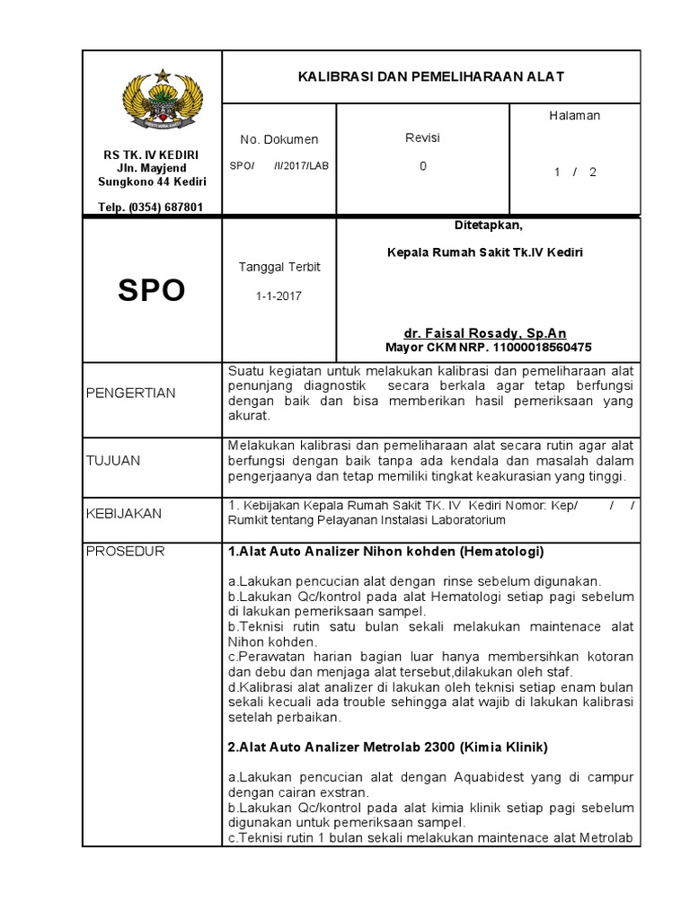 Spo 1 Kalibrasi Dan Pemeliharaan Alat | PDF